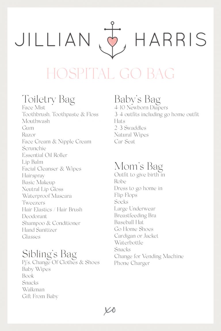My Complete Go Bag Checklist for Every New Mama - Jillian Harris Design ...
