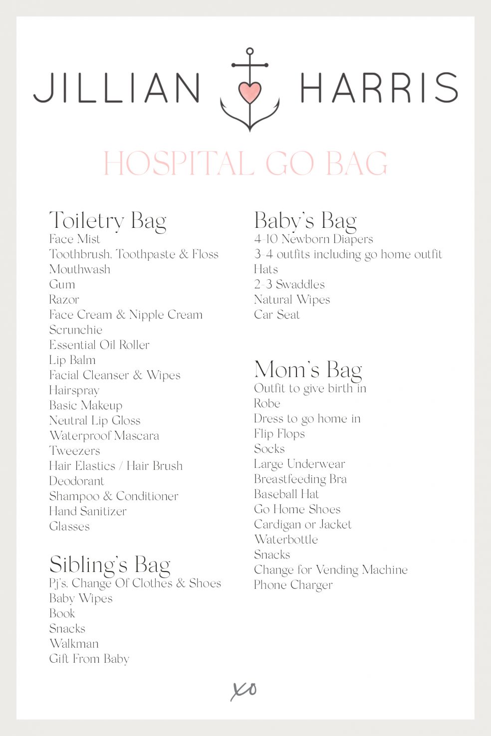 My Complete Go Bag Checklist for Every New Mama - Jillian Harris Design ...