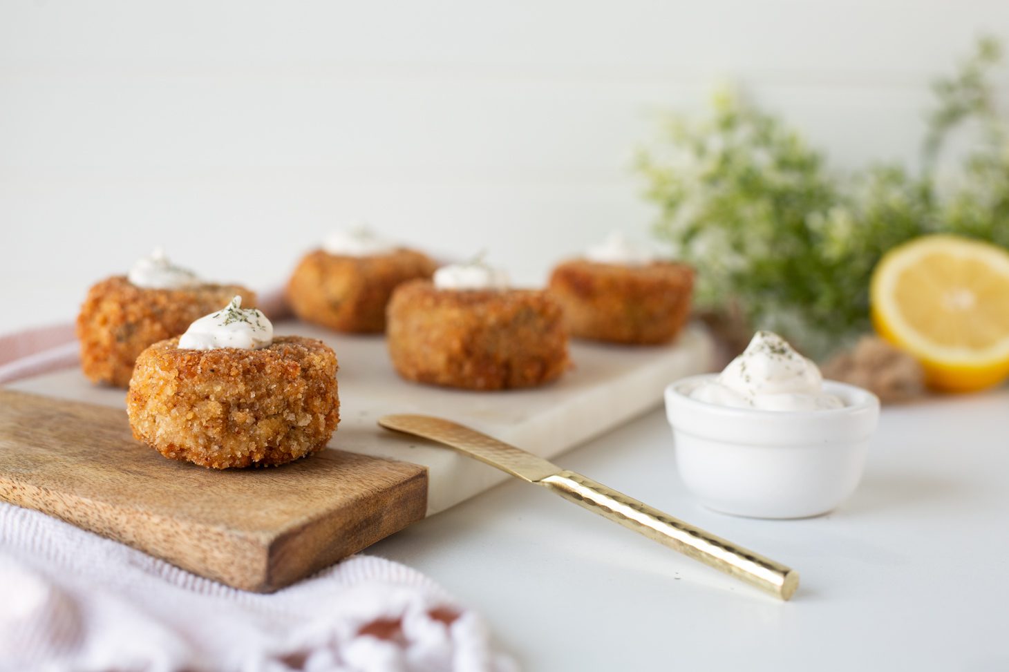 Vegan Jackfruit Crab Cakes with a Lemon & Dill Aioli - Jillian Harris Design Inc.